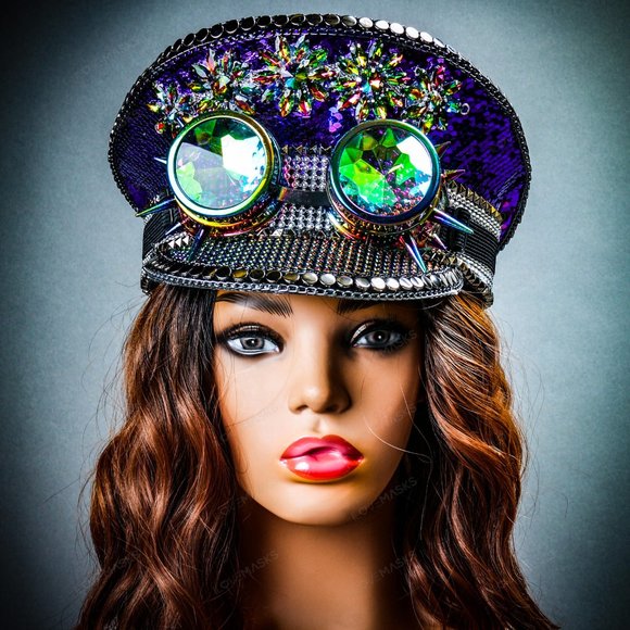 ILOVEMASKS | Accessories | Steampunk Burning Man Captain Cap 3d Goggle ...